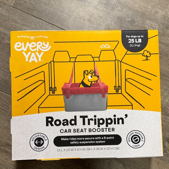 Every Yay | Dog | Road Trippin Car Seat Booster Gray And Red | Poshmark